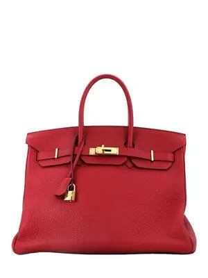Hermès Birkin 35 Handbag Red Clemence With Gold Hardware Rouge Garance
