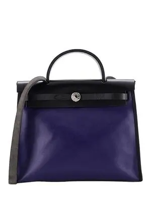 Hermès 31 Herbag Zip Berline Vache Canvas And Leather - Blue