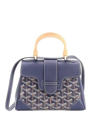 Goyard Saigon Top Handle Bag Coated Canvas With Leather - Blue