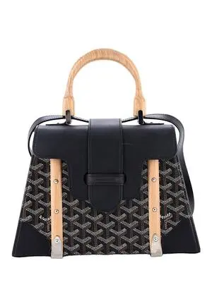 Goyard Pm Saigon Top Handle Bag Coated Canvas With Leather Black
