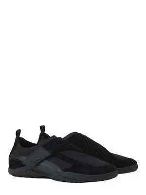 LANVIN Knit And Suede Slip-on Sneakers - Black/black