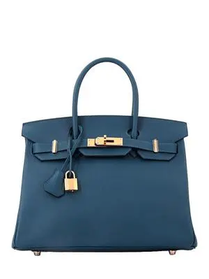 Hermès Birkin 30 Handbag Blue Epsom With Gold Hardware Colvert