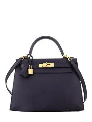 Hermès Kelly 28 Handbag Black Epsom With Gold Hardware - Noir