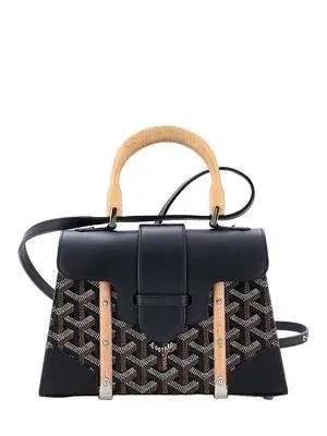 Goyard Mini Structured Saigon Top Handle Bag Coated Canvas With Leather Black