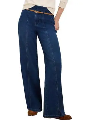 NIC+ZOE High Rise Wide Leg Belted Jeans - Harbor
