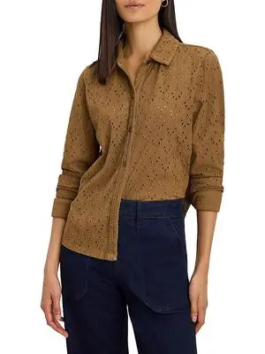 NIC+ZOE Knit Eyelet Shirt - Oak