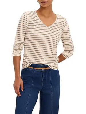 NIC+ZOE Striped Long Sleeve Tee - Cream Multi