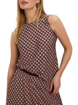 NIC+ZOE Sleeveless Geometric Print Top - Red Multi