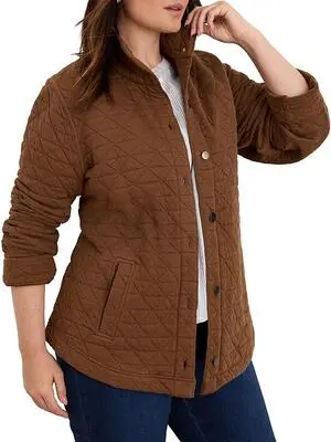 NIC+ZOE Quilted Femme Knit Jacket - Saddle