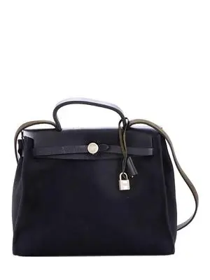 Hermès Herbag Toile And Leather Handbag - Black