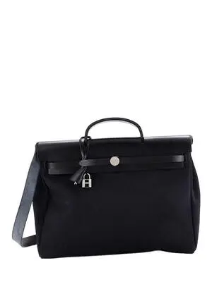 Hermès 39 Herbag Zip Leather And Toile - Black