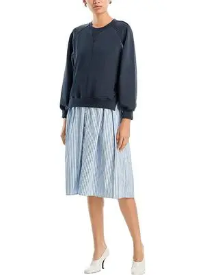 3.1 Phillip Lim Cotton Sweatshirt Combo Dress - Midnight Sky Multi