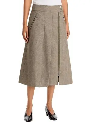 3.1 Phillip Lim Pleated Midi Skirt - Espresso Multi