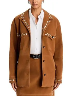 3.1 Phillip Lim Studded Faux Suede Western Jacket - Sable