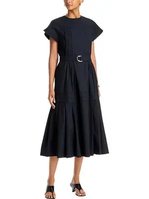 3.1 Phillip Lim Pleated Belted Midi Dress - Black