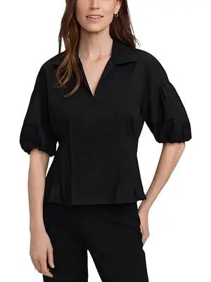 Foxcroft Lucia Puff Sleeve Top - Black