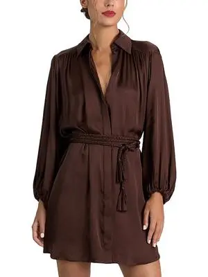 Alice + Olivia Margaux Blouson Sleeve Mini Dress - Dark Chocolate