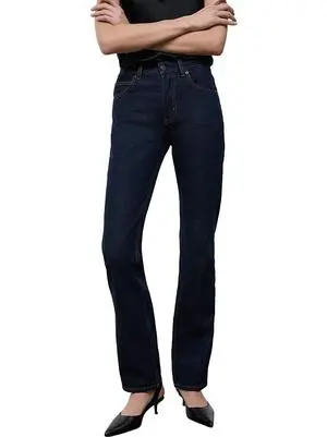 Staud Teddy Mid Rise Straight Jeans - Indigo