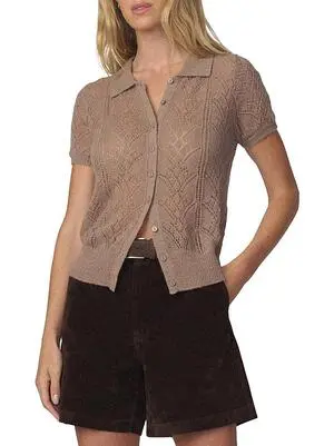 Joe's Jeans Short Sleeve Cardigan Top - Mink
