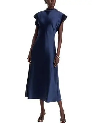 Tanya Taylor Adrien Mock Neck A-line Dress - Anthracite