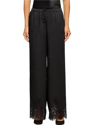 L'Agence Mirel Lace Trim Drawstring Pants - Black