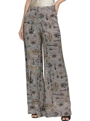 L'Agence Pilar Wide Leg Pants - Brown Multi Houndstooth