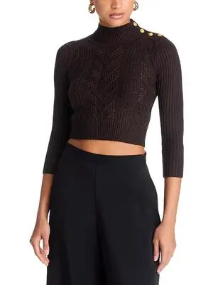 L'Agence Kamdyn Cable Mock Neck Sweater - Coffee Bean