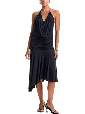 Paris Georgia Woodren Ruched Halter Midi Dress - Black