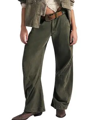 Free People Free People Spotlight High Rise Wide Leg Pants Dusty Olive