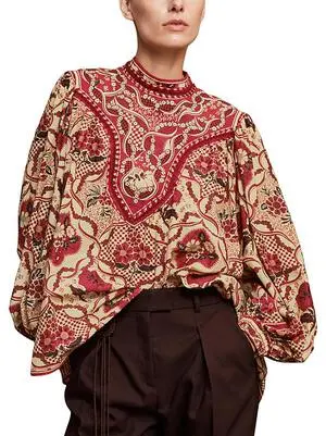 ALEMAIS Printed Blouse - Red