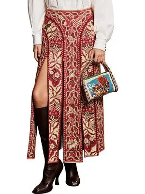 ALEMAIS Kenny Printed Maxi Skirt - Red