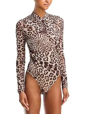 Bardot Kourtney Long Sleeve Bodysuit - Leopard