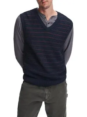 Rag & Bone Aaron Stripe Vest - Navy