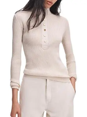 Rag & Bone Lucy Henley Stand Collar Sweater - Ivory