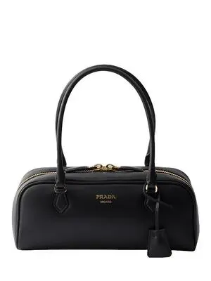 Prada Medium Leather Top-handle Bag - Black