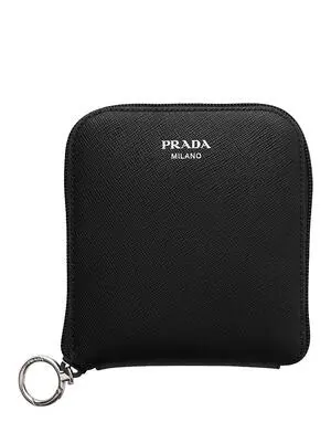Prada Saffiano Leather Pendant With Re-nylon Tote Bag - Black