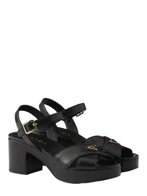Prada Nappa Leather Platform Sandals - Black