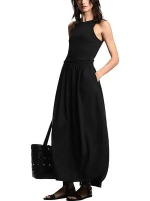 Emporio Armani Punto Milano Mixed Media Maxi Dress - Black