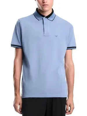 Emporio Armani Cotton Pique Polo Shirt - Light Blue