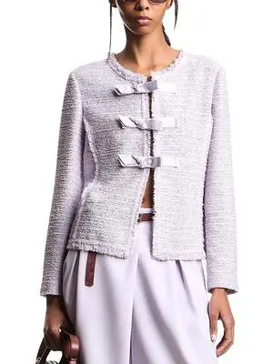 Emporio Armani Collarless Textured Bow Jacket - Lilac