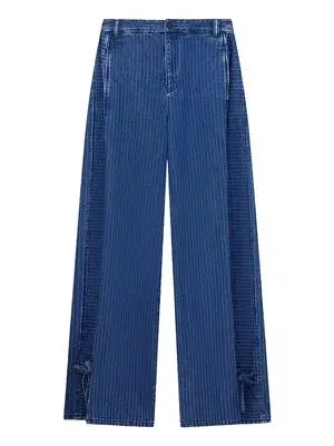 Emporio Armani Oversized Pinstriped Jeans - Medium Blue Denim