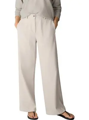 Eileen Fisher Eileen Fisher Petites High Rise Wide Leg Cotton Pants Plstr