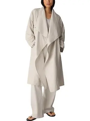 Eileen Fisher Draped High Collar Mid Length Coat - Black