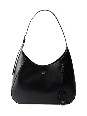 Prada Large Leather Shoulder Bag - Black