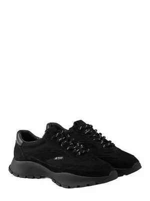 Prada Mesh And Suede Lace-up Sneakers - Black