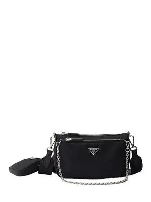 Prada Re-nylon And Saffiano Leather Mini Shoulder Bag - Black