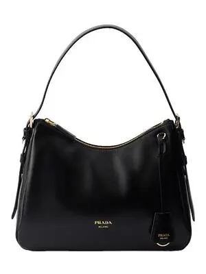 Prada Aimee Medium Leather Shoulder Bag - Black