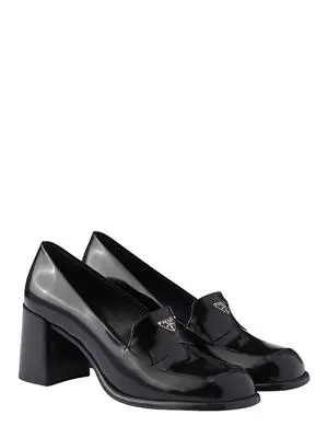 Prada Brushed Leather Loafers - Black