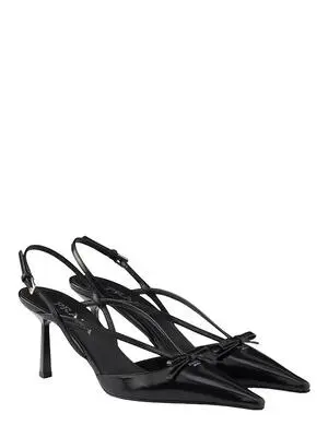 Prada Brushed Leather Slingback Pumps - Black