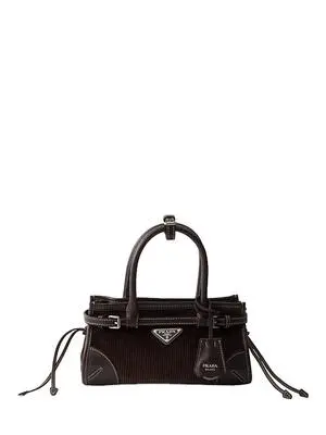 Prada Bonnie Small Corduroy And Leather Handbag - Brown